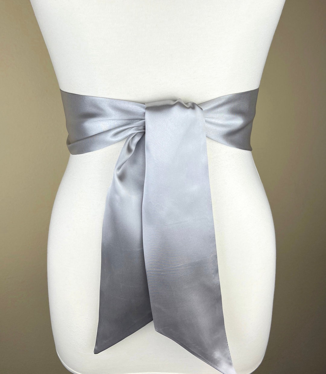 Bright Silver Satin Sash, Silver Sash Belt, Wide Silver Wedding Dress ...