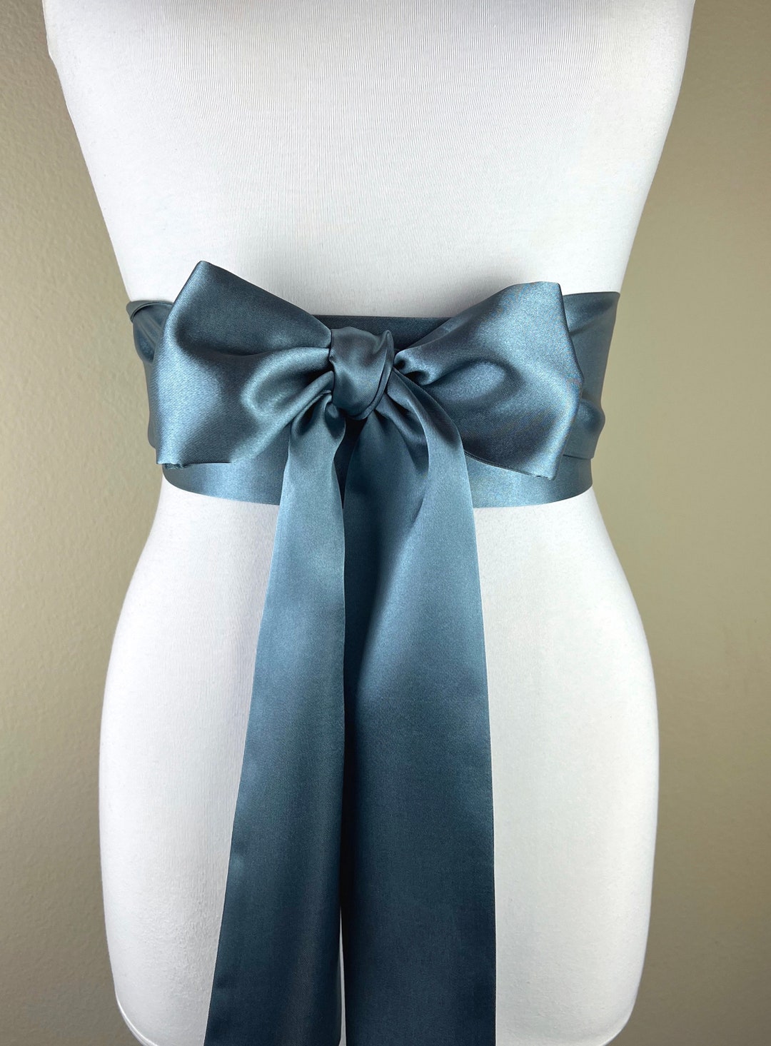 Steel Gray Sash, Silver Gray Satin Sash, Obi Wrap Belt, Long Silver ...