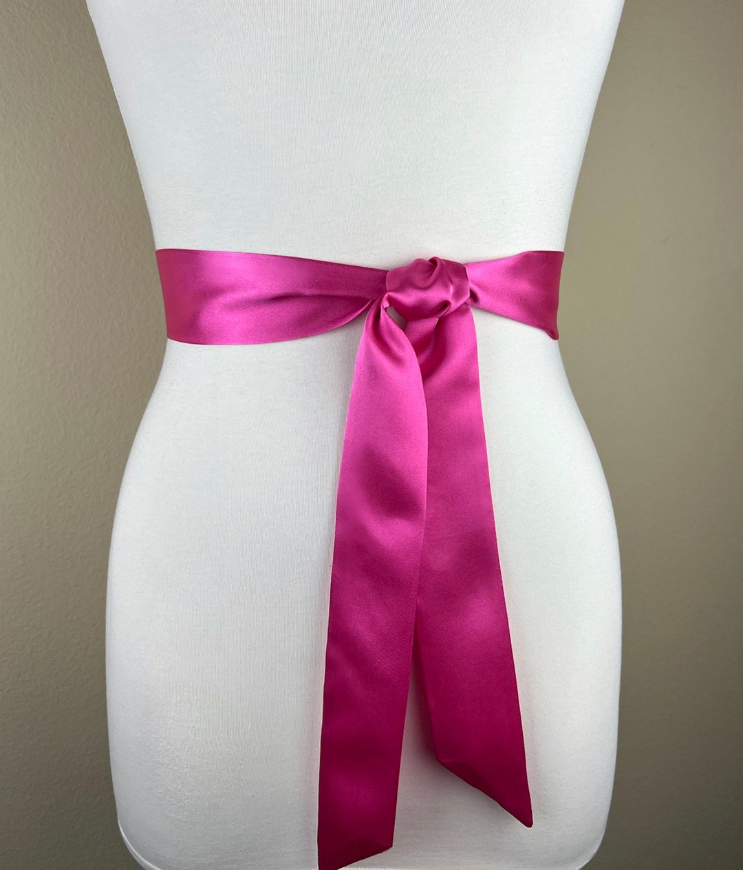Narrow Hot Pink Satin Sash, Hot Pink Sash Belt, Pink Dress Sash, Hot ...