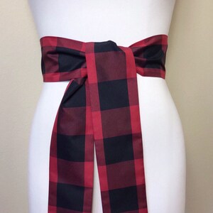 Taffeta Buffalo Plaid Sash, Red & Black Checkered Taffeta Sash ...