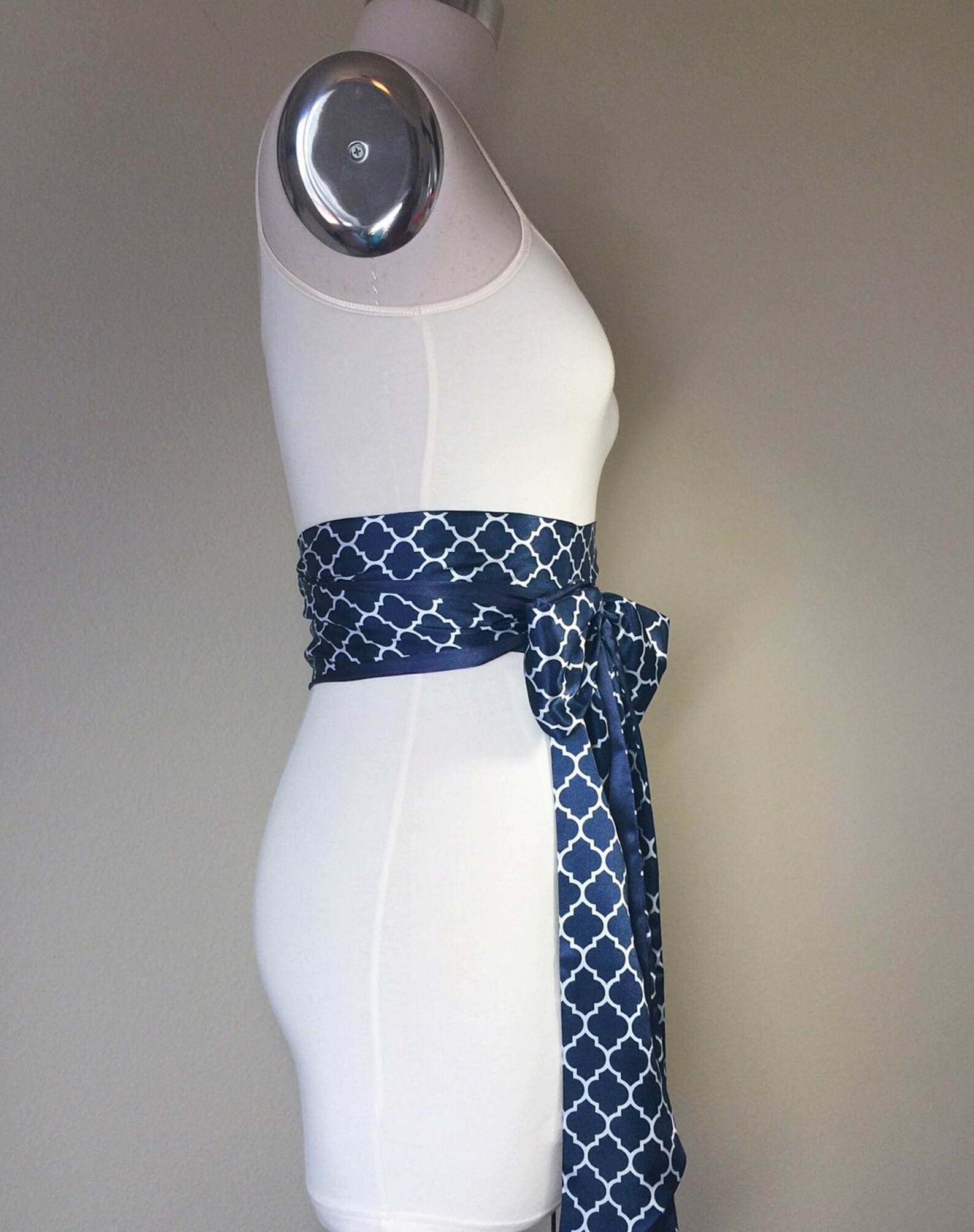 Navy Satin Sash Navy Quatrefoil Sash Navy Sash Navy & White - Etsy