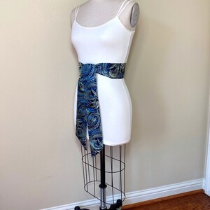 Wide Peacock Blue & Gold Chinese Brocade Sash, Gold and Blue Brocade ...