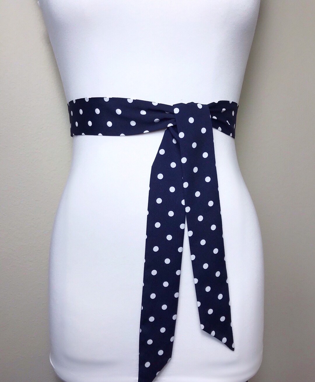 Narrow Navy Polka Dot Sash, Navy & White Sash Belt, Navy Dot Sash ...