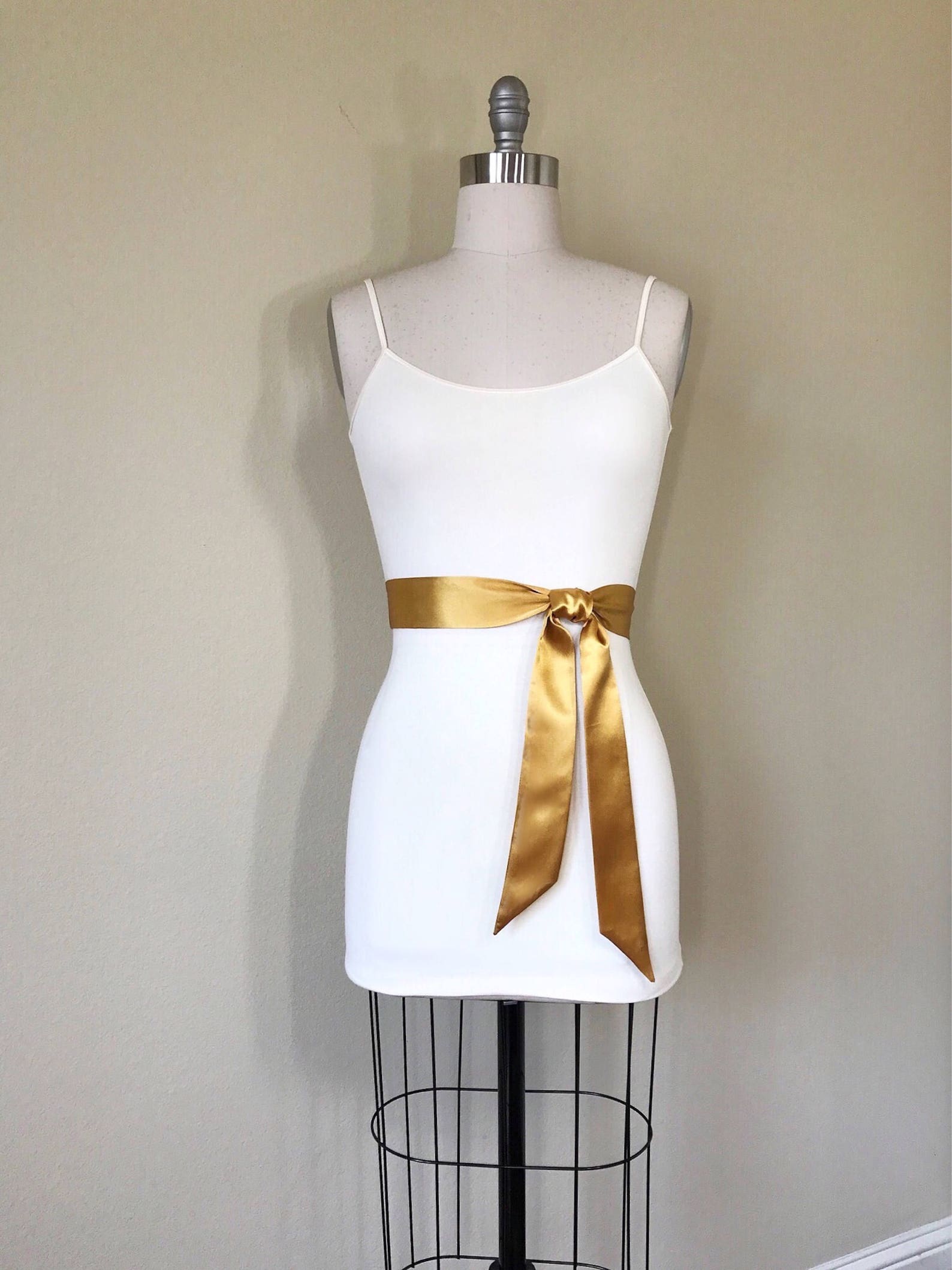 Narrow Antique Gold Satin Sash Dark Gold Sash Belt Gold | Etsy