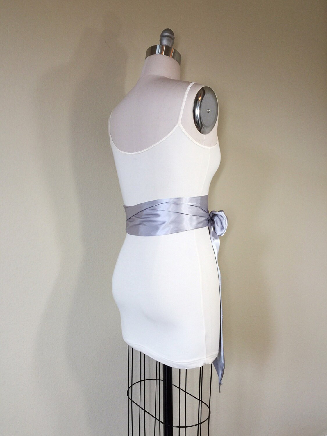 Bright Silver Sash, Silver Satin Sash, Silver Obi Wrap Belt, Long ...