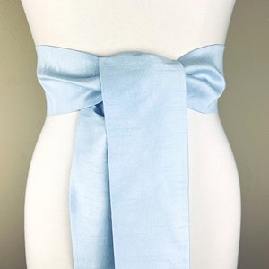 Wide Textured Icelandic Blue Sash, Pastel Blue Dupioni Sash, Light Blue ...