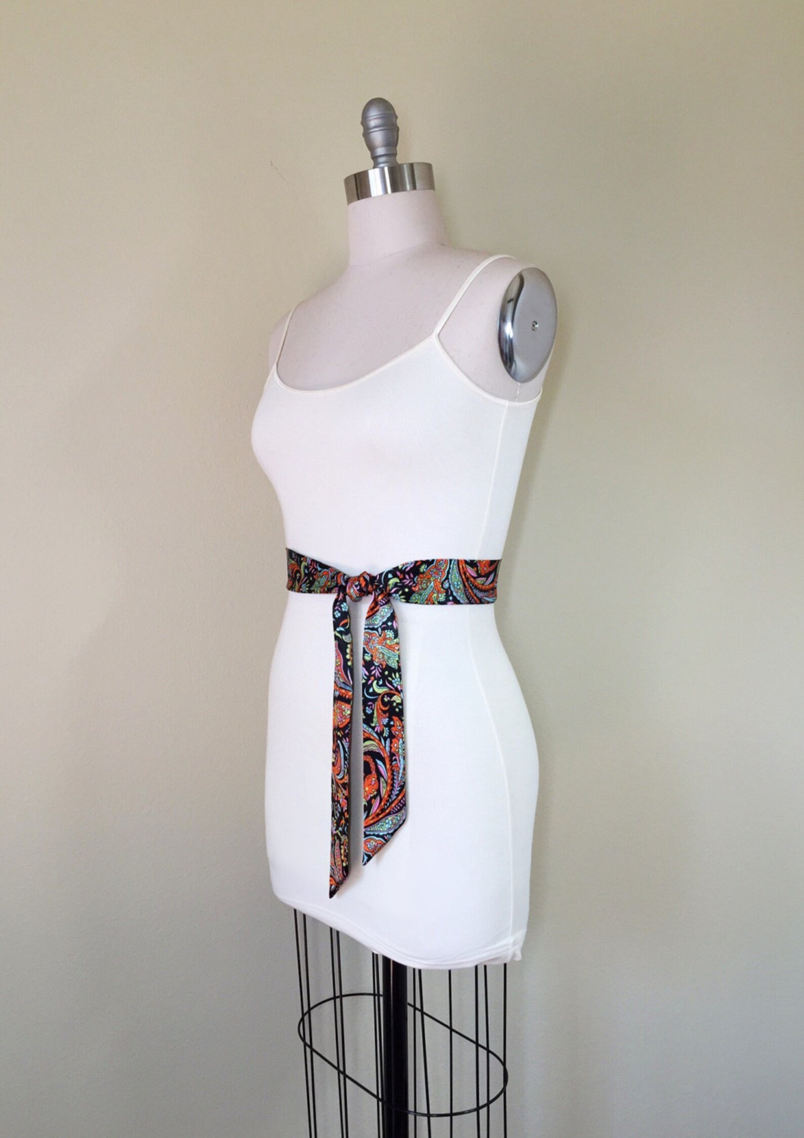 Narrow Black Floral Sash Black Satin Sash Flourish Print - Etsy