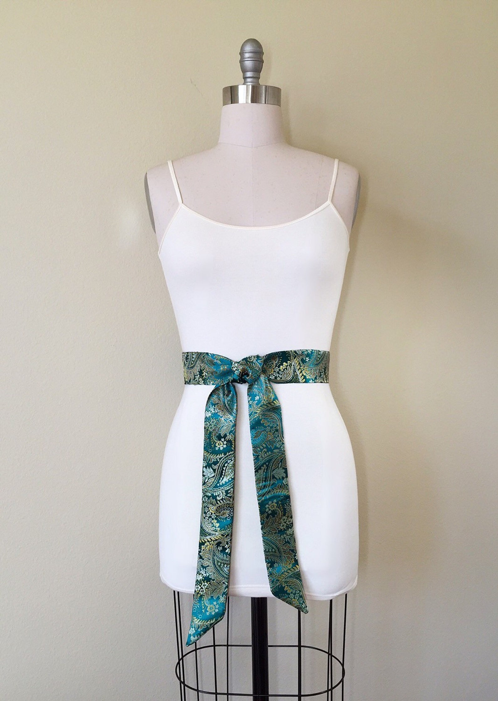 Emerald Brocade Sash Emerald Green Sash in Paisley Floral - Etsy