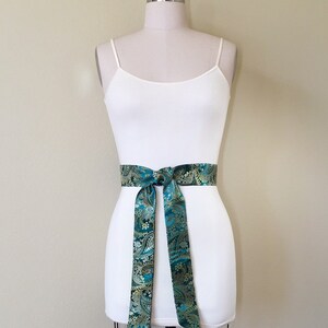 Emerald Brocade Sash, Emerald Green Sash in Paisley Floral Satin ...