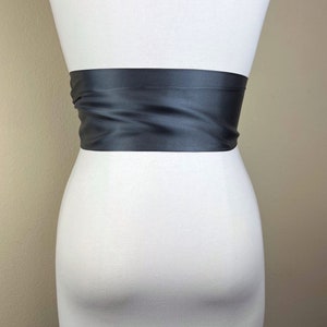 Charcoal Gray Sash, Dark Gray Satin Sash, Extra Long Sash, Formal Dress ...