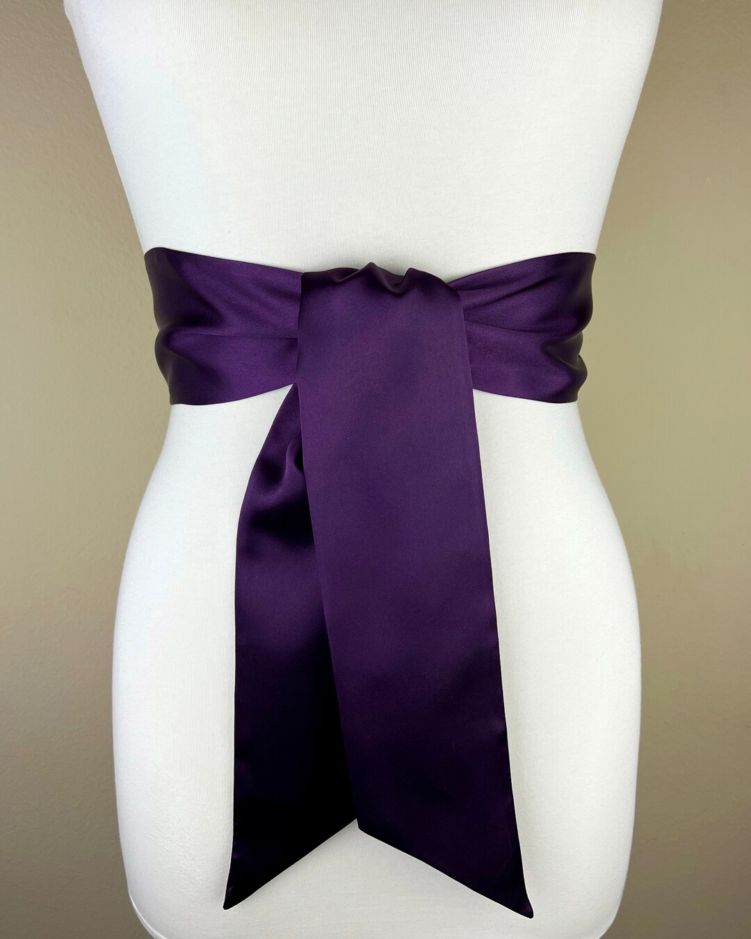 Plum Satin Sash, Plum Sash Belt, Wide Plum Wedding Dress Sash, Eggplant ...
