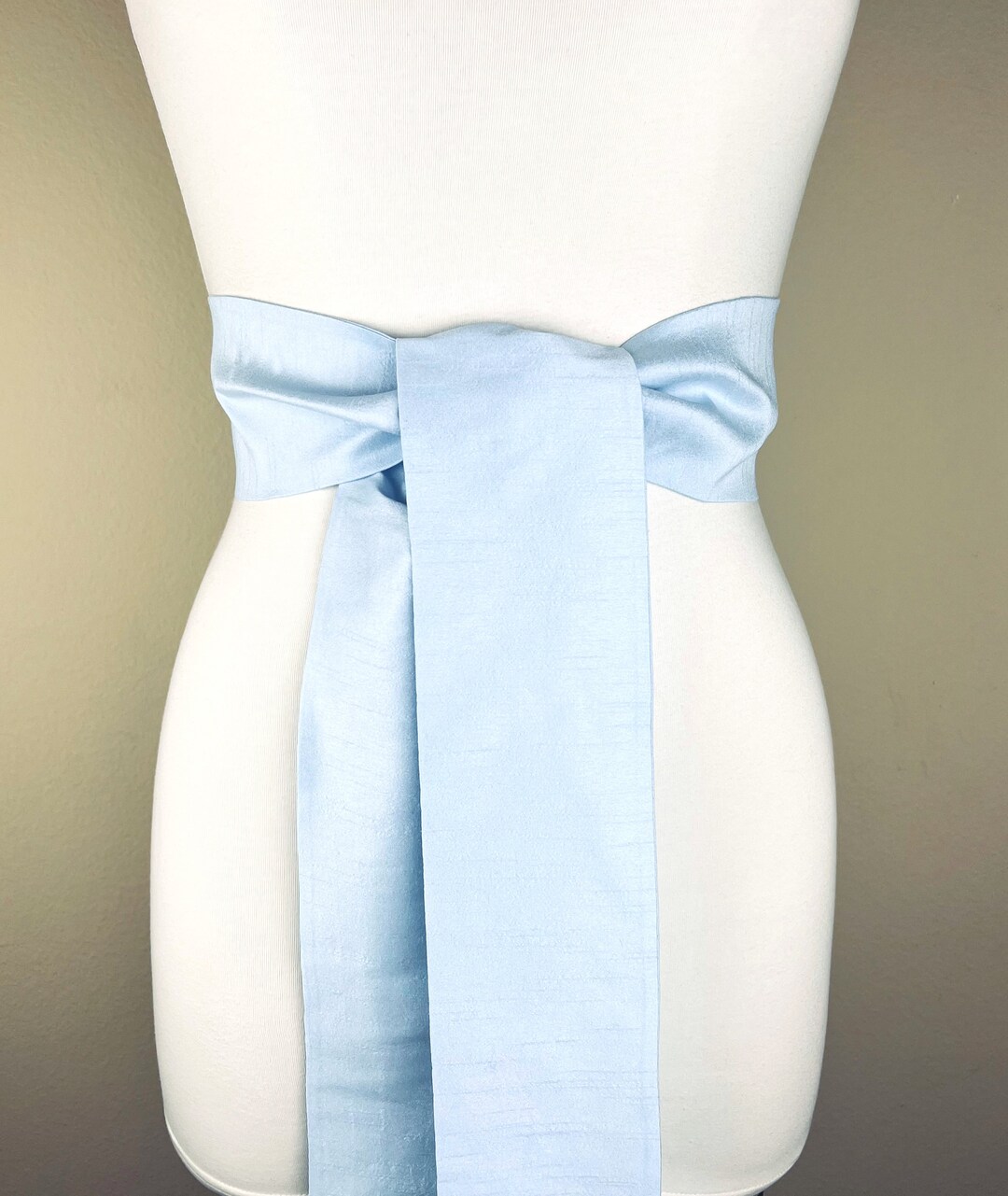 Wide Textured Icelandic Blue Sash, Pastel Blue Dupioni Sash, Light Blue ...