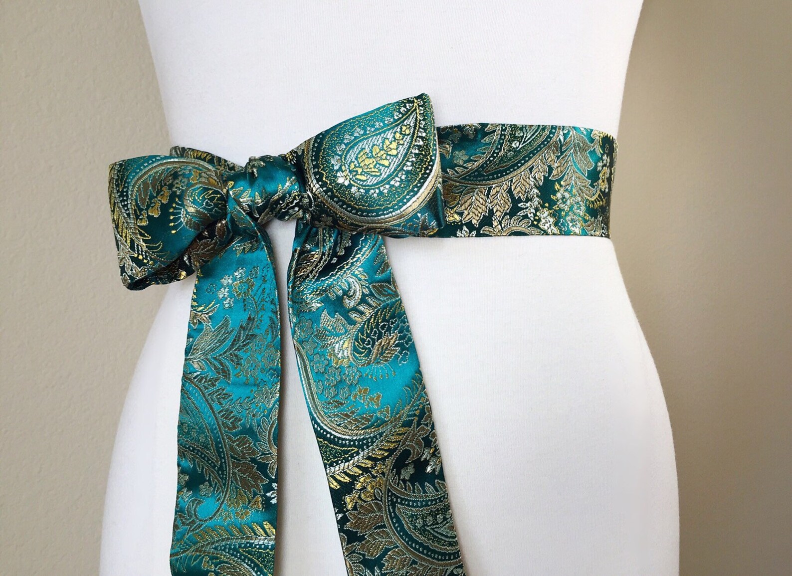 Emerald Brocade Sash Emerald Green Sash in Paisley Floral - Etsy