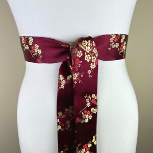 Burgundy & Gold Chinese Brocade Sash, Burgundy Sash in Satin Brocade ...
