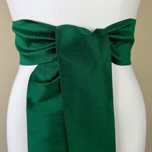 Wide Textured Alpine Green Sash Belt, Green Dupioni Sash, Dark Green ...