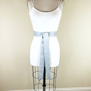 Narrow Matte Satin Sash in Pale Gray, Dove Gray Sash Belt, Pastel Gray ...