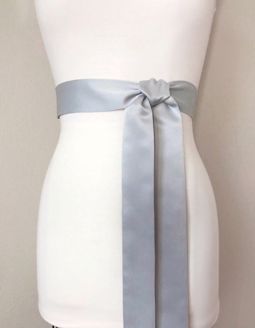 Narrow Matte Satin Sash in Pale Gray Dove Gray Sash Belt - Etsy