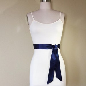 Narrow Navy Sash Navy Satin Sash Navy Blue Sash Navy Sash - Etsy
