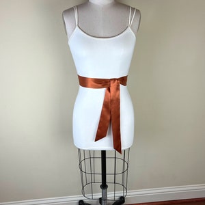Narrow Burnt Orange Sash, Burnt Orange Satin Sash, Burnt Orange Wedding ...