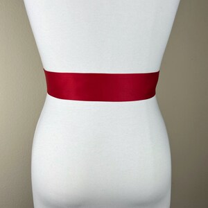 Narrow Red Sash in Matte Satin, Narrow Red Sash Belt, Red Dress Sash ...