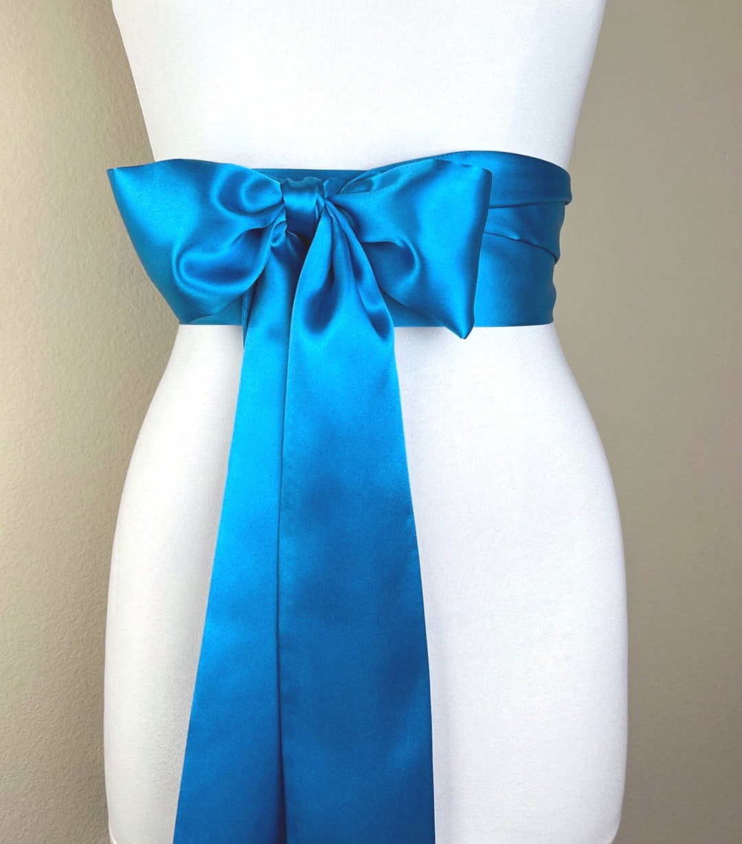 Deep Pool Blue Sash, Dark Aqua Satin Sash, Extra Long Sash Belt, Blue ...