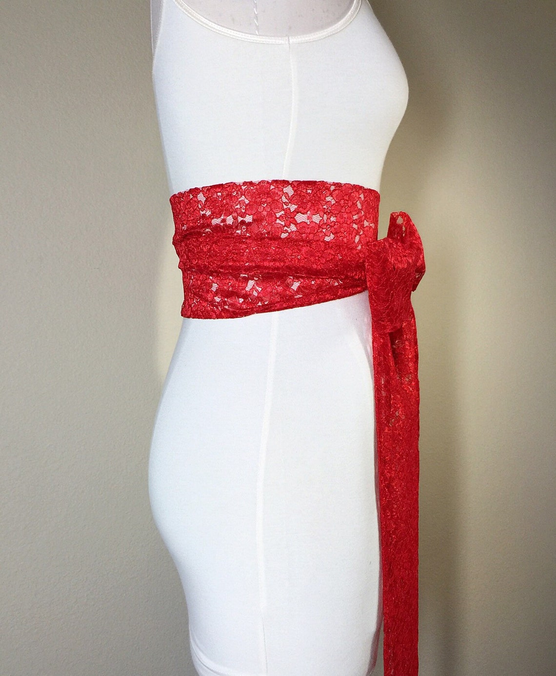 Bright Red Lace Sash Holiday Sash Extra Long Wedding Dress | Etsy