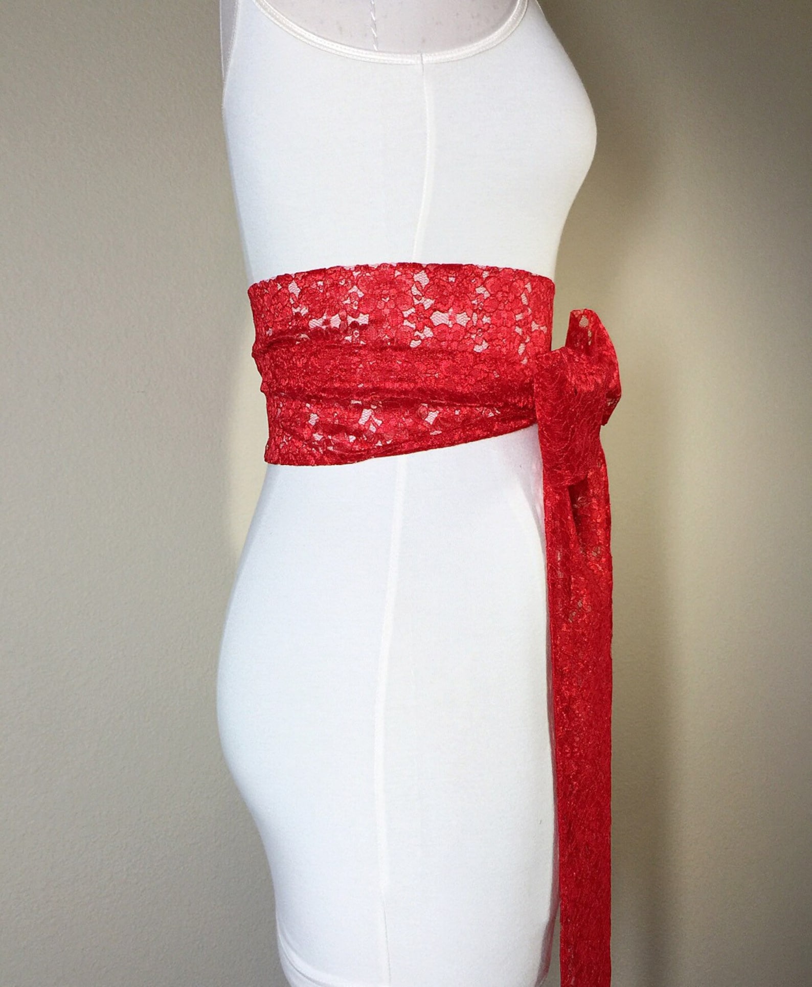Bright Red Lace Sash Holiday Sash Extra Long Wedding Dress | Etsy