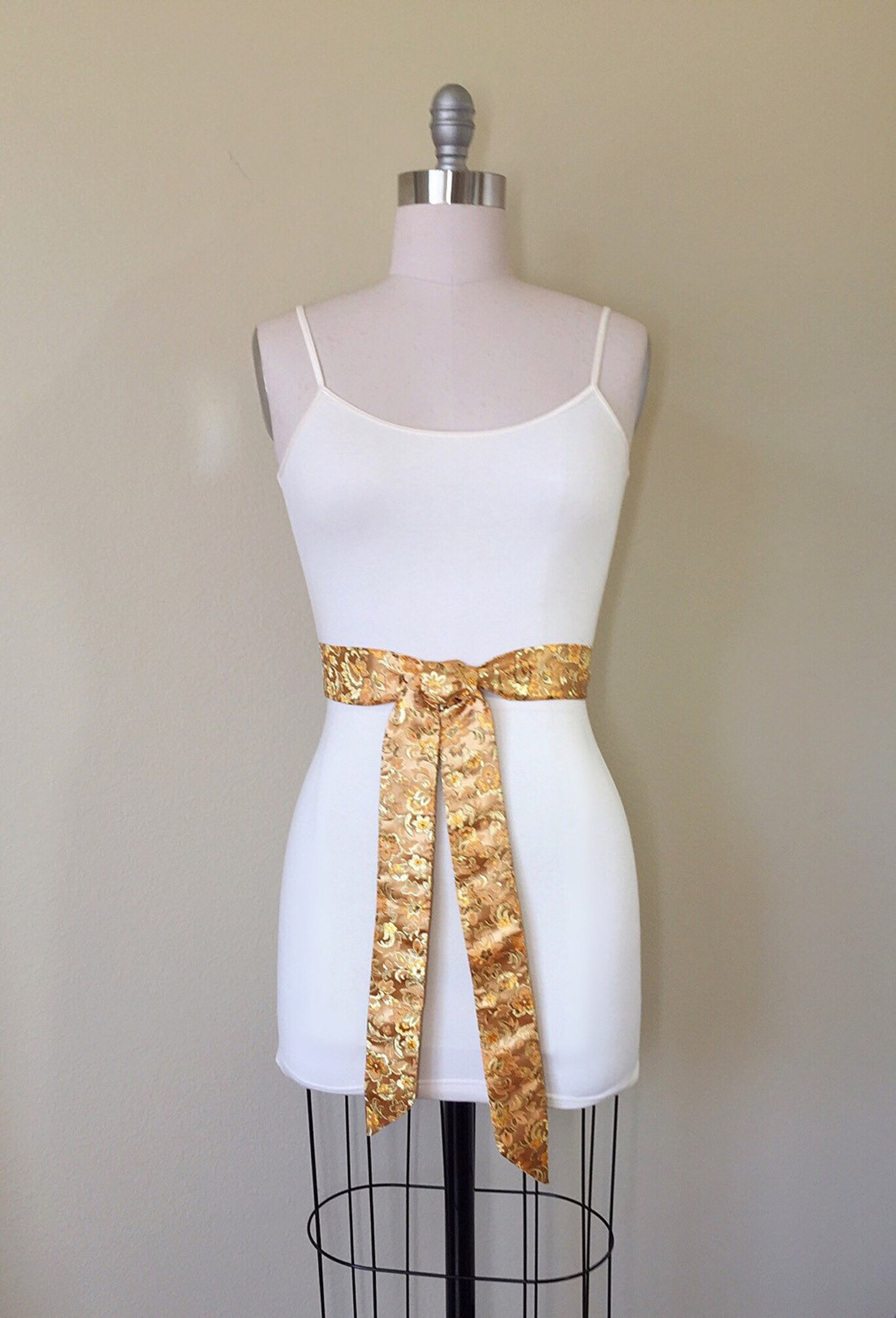 Asian Brocade Sash in Gold Ornate Floral Sash in Gold Satin - Etsy