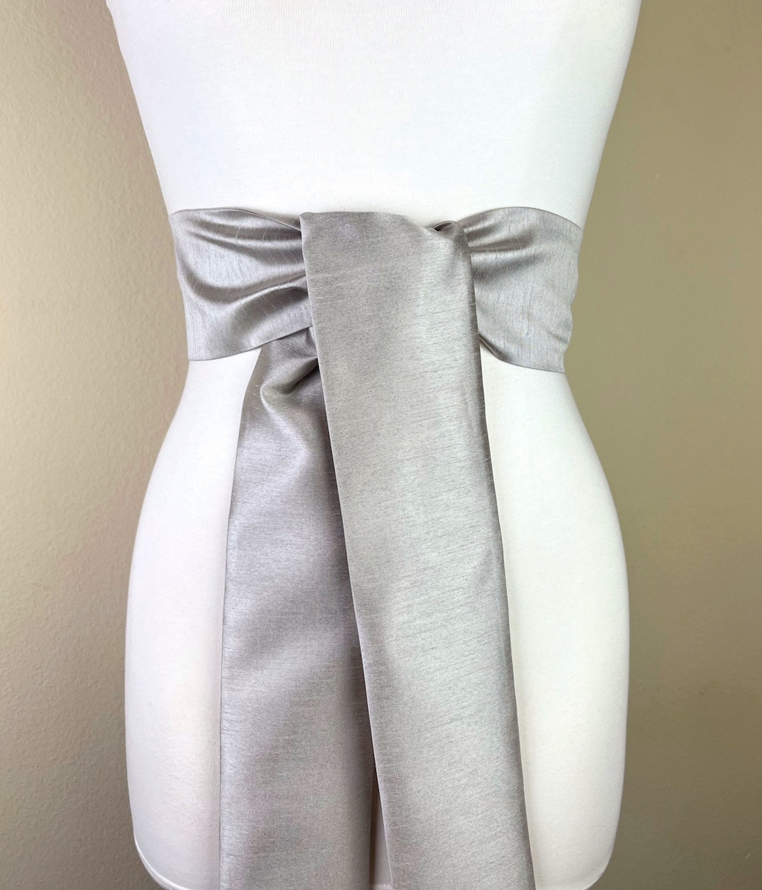 Wide Textured Silver Gray Sash Belt, Gray Dupioni Sash, Gray Dress Sash ...