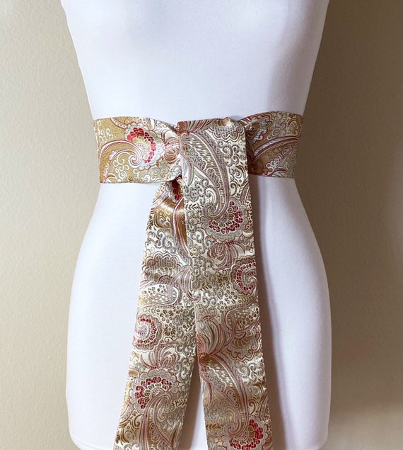 Wide Gold & Red Chinese Brocade Sash Red and Gold Brocade - Etsy