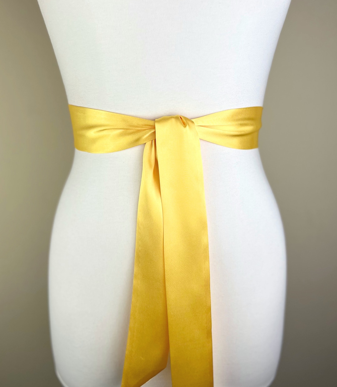 Narrow Sunny Yellow Sash, Yellow Satin Sash Belt, Yellow Dress Sash ...