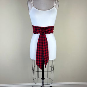 Extra Long Buffalo Plaid Sash, Red & Black Checkered Sash, Red Plaid ...
