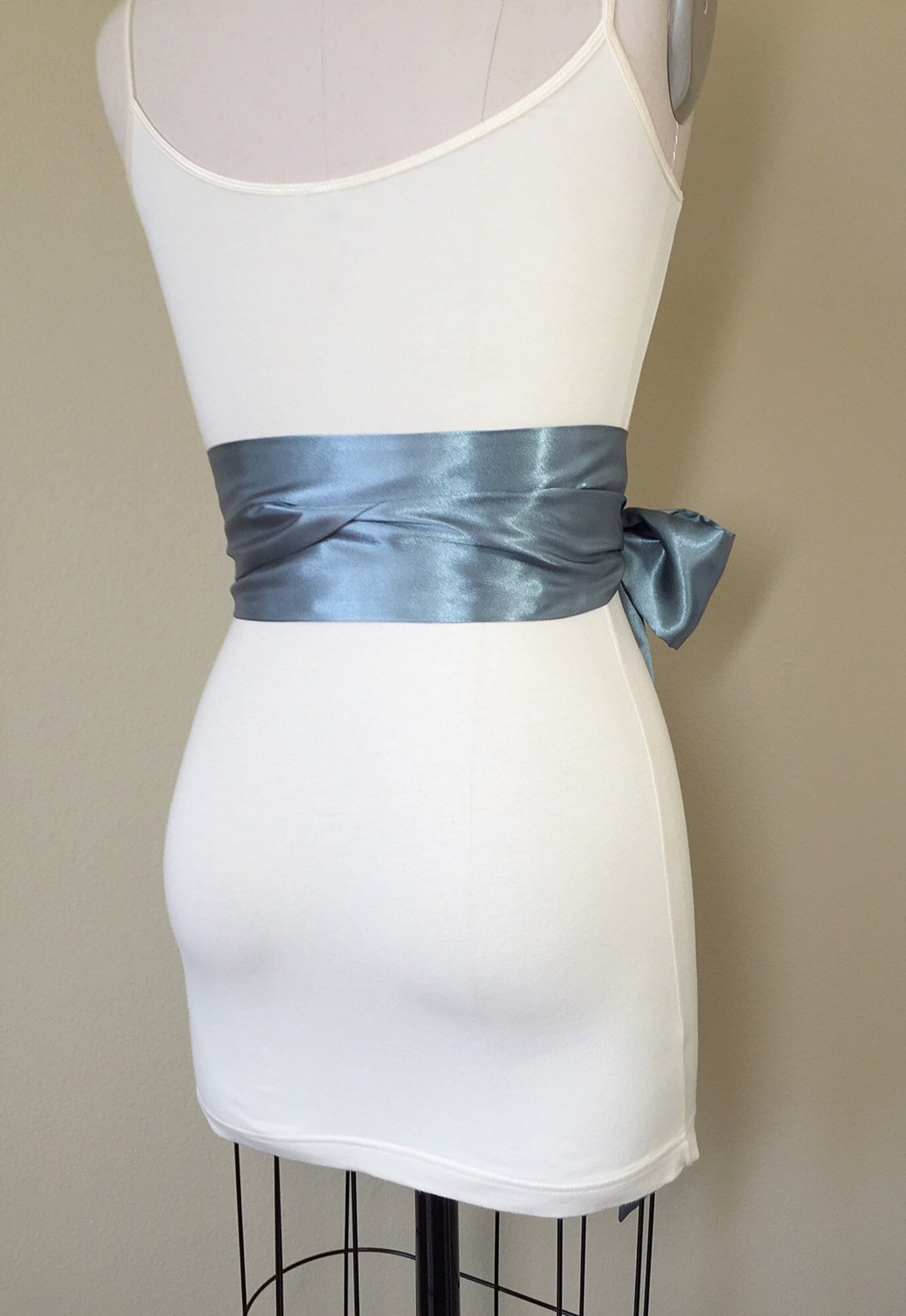 Steel Gray Sash Silver Gray Satin Sash Obi Wrap Belt Long | Etsy