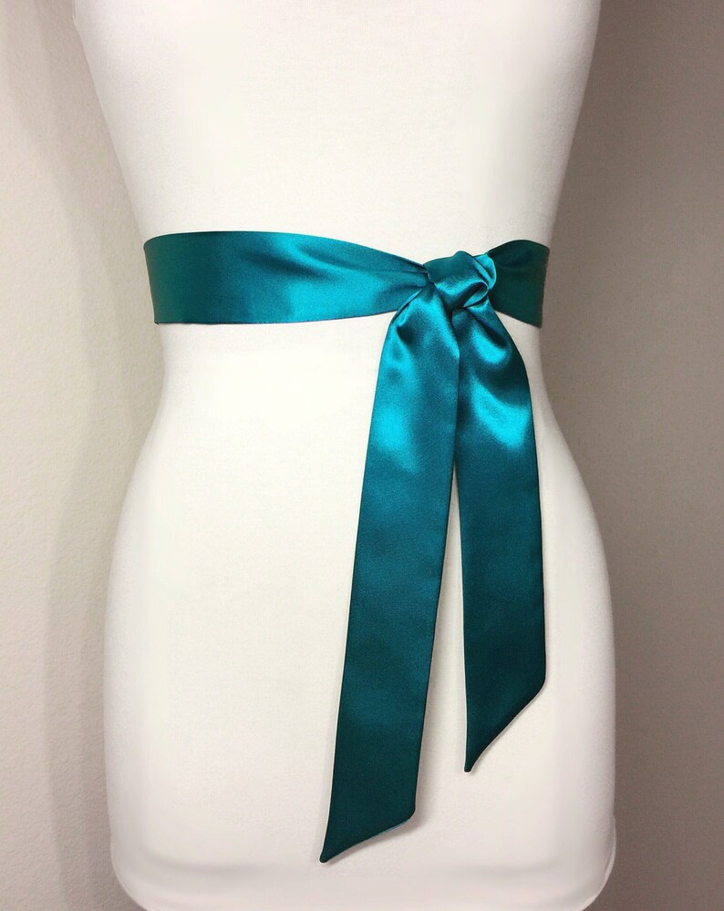 Narrow Teal Satin Sash Teal Sash Belt Deep Turquoise | Etsy