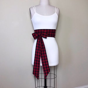 Extra Long Buffalo Plaid Sash Red & Black Checkered Sash Red - Etsy