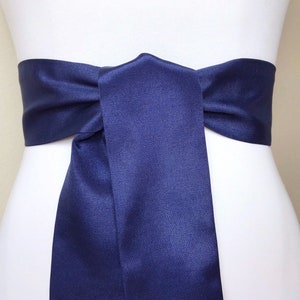 Wide Ribbed Navy Sash Belt, Navy Satin Sash, Navy Dress Sash, Bridal ...