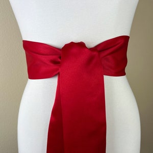Wide Red Sash in Matte Satin, Wide Red Sash Belt, Red Dress Sash, Matte ...
