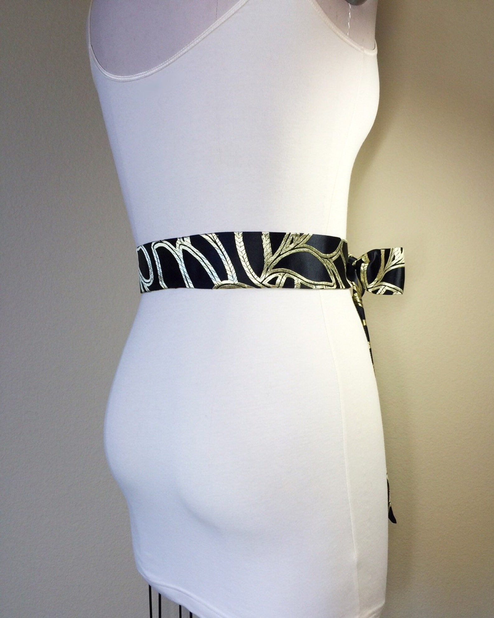 Black & Gold Sash Satin Brocade Sash Pale Gold and Black | Etsy