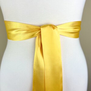 Narrow Sunny Yellow Sash, Yellow Satin Sash Belt, Yellow Dress Sash ...