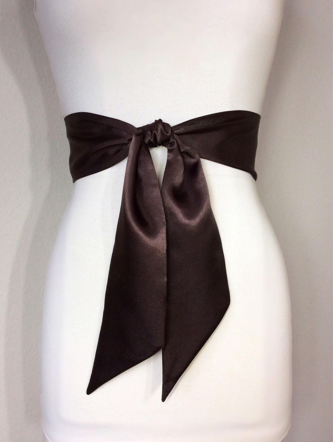 Dark Chocolate Brown Satin Sash Dark Brown Sash Belt Wide - Etsy