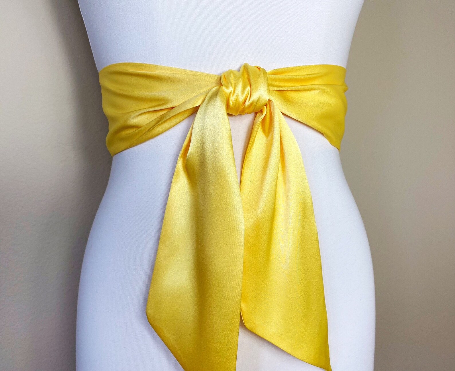 Sunny Yellow Satin Sash Yellow Sash Belt Wide Yellow Wedding | Etsy