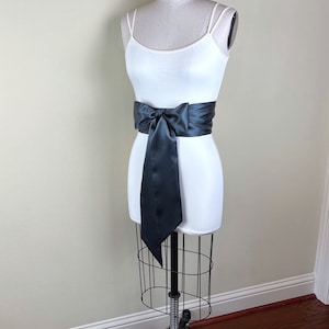 Charcoal Gray Sash, Dark Gray Satin Sash, Extra Long Sash, Formal Dress ...