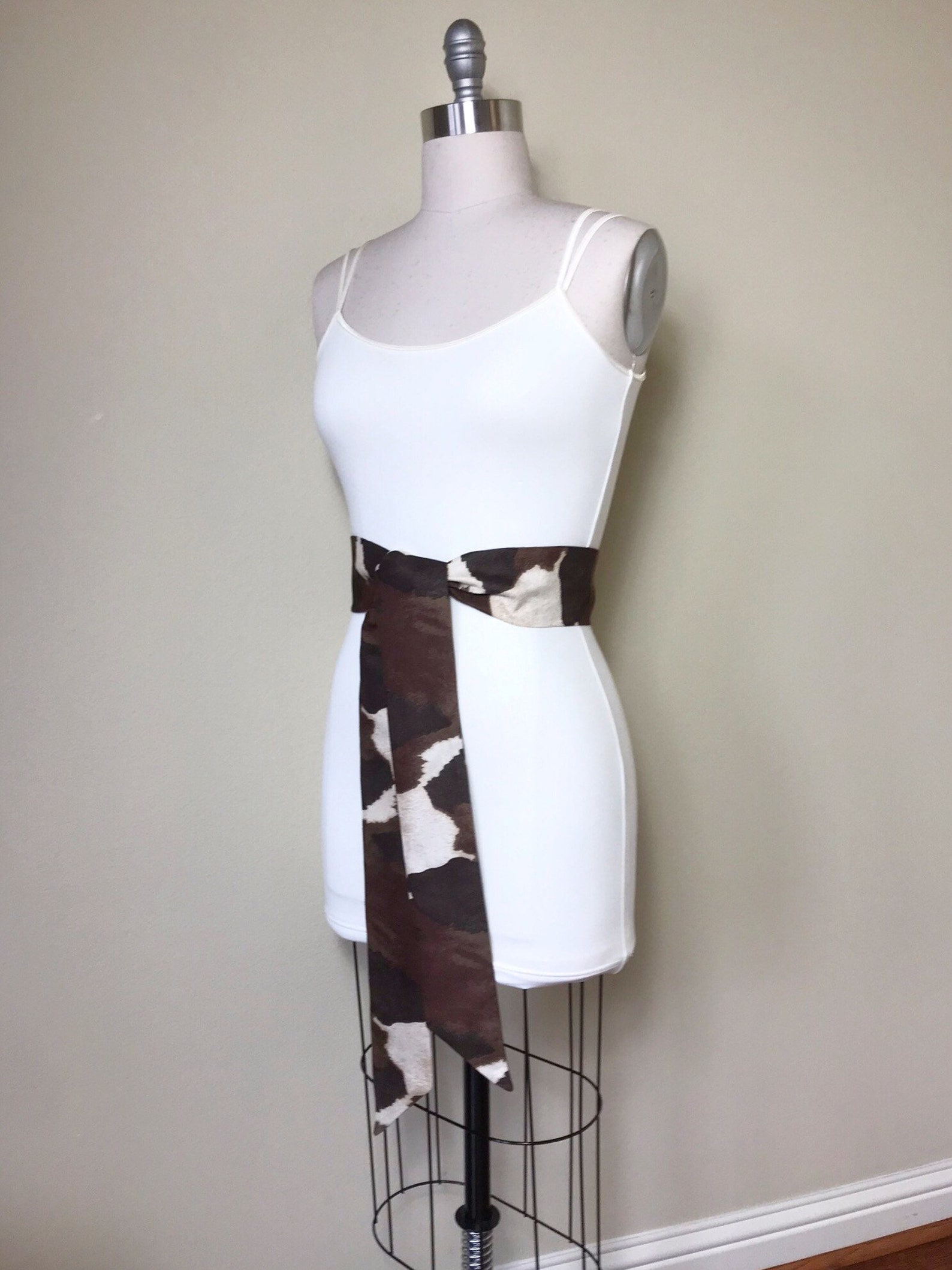 Wide Brown Cow Print Sash in Micro Suede Brown & Cream Sash - Etsy
