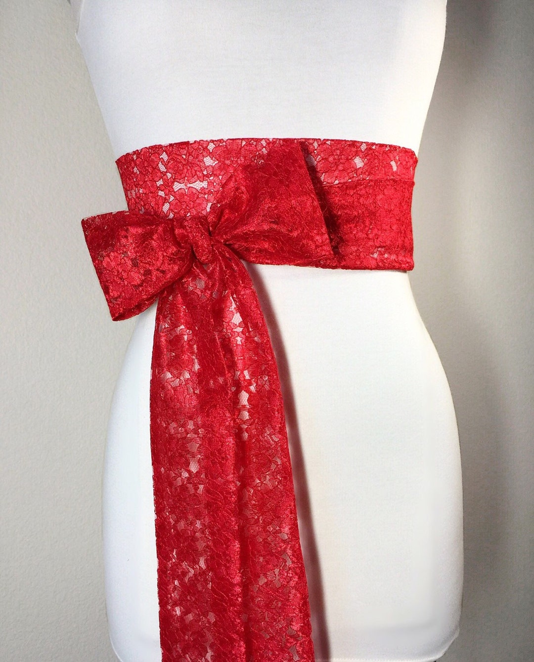 Bright Red Lace Sash, Holiday Sash, Extra Long Wedding Dress Sash ...