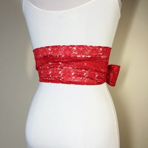 Bright Red Lace Sash, Holiday Sash, Extra Long Wedding Dress Sash ...