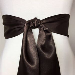 Dark Chocolate Brown Satin Sash Dark Brown Sash Belt Wide - Etsy