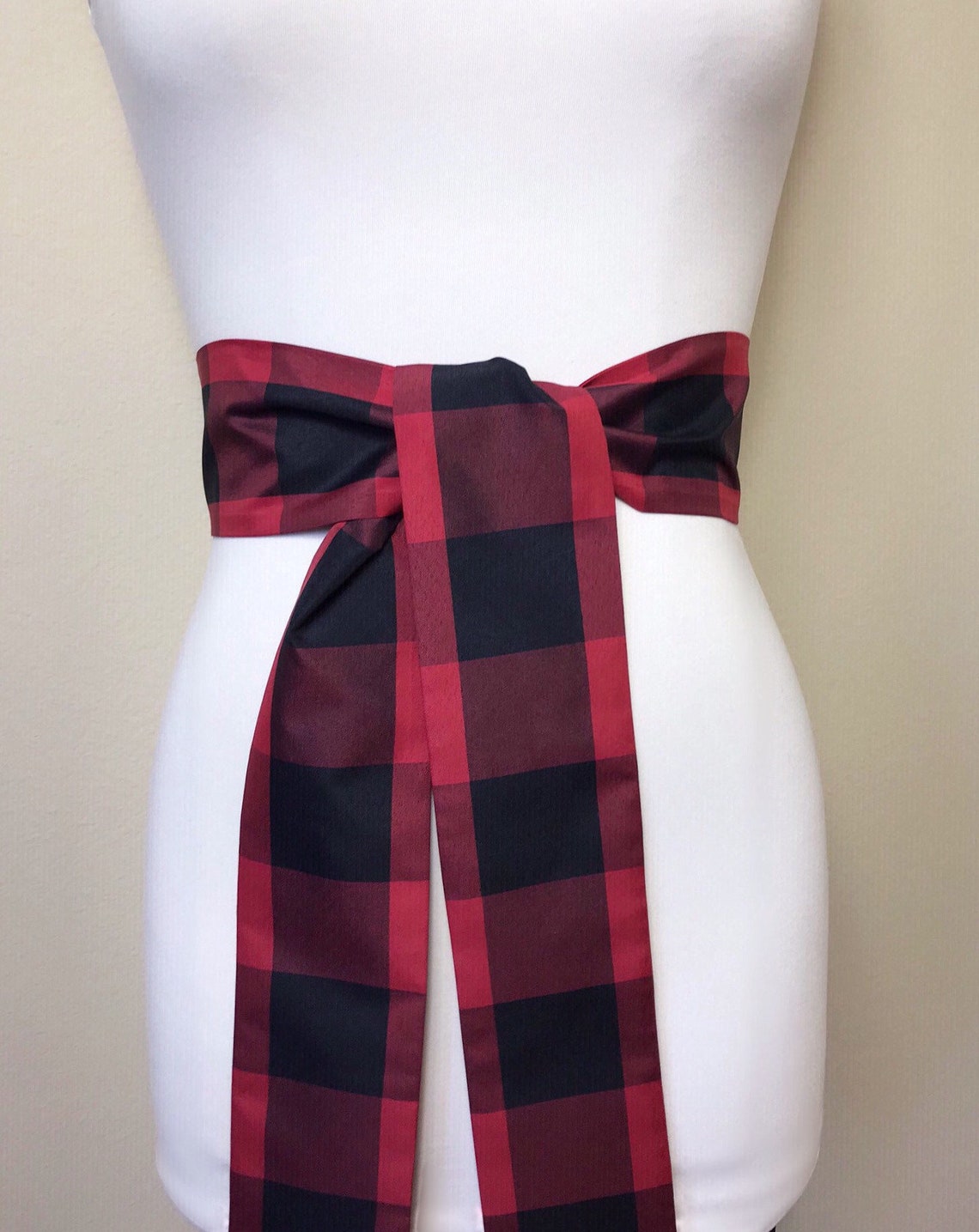 Taffeta Buffalo Plaid Sash Red & Black Checkered Taffeta - Etsy