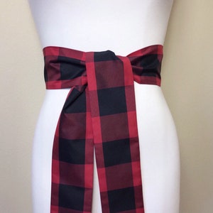 Taffeta Buffalo Plaid Sash, Red & Black Checkered Taffeta Sash ...