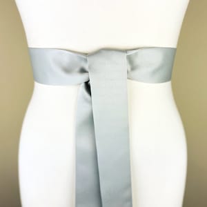 Narrow Matte Satin Sash in Pale Gray, Dove Gray Sash Belt, Pastel Gray ...