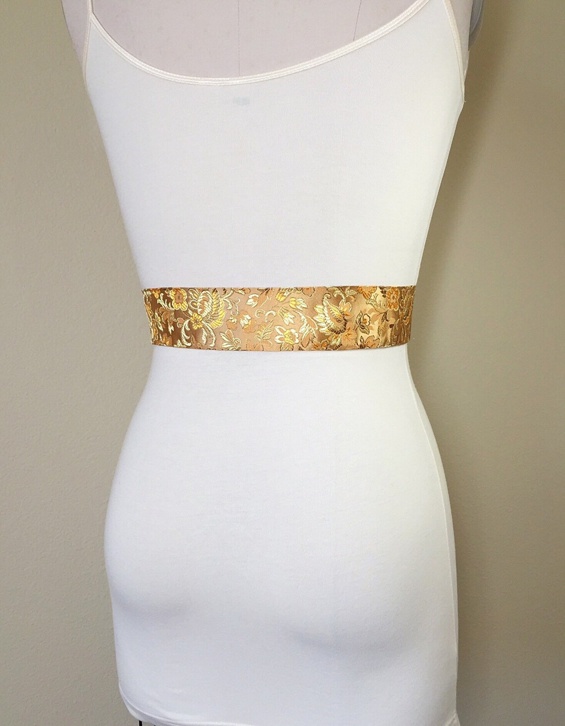 Asian Brocade Sash in Gold Ornate Floral Sash in Gold Satin - Etsy